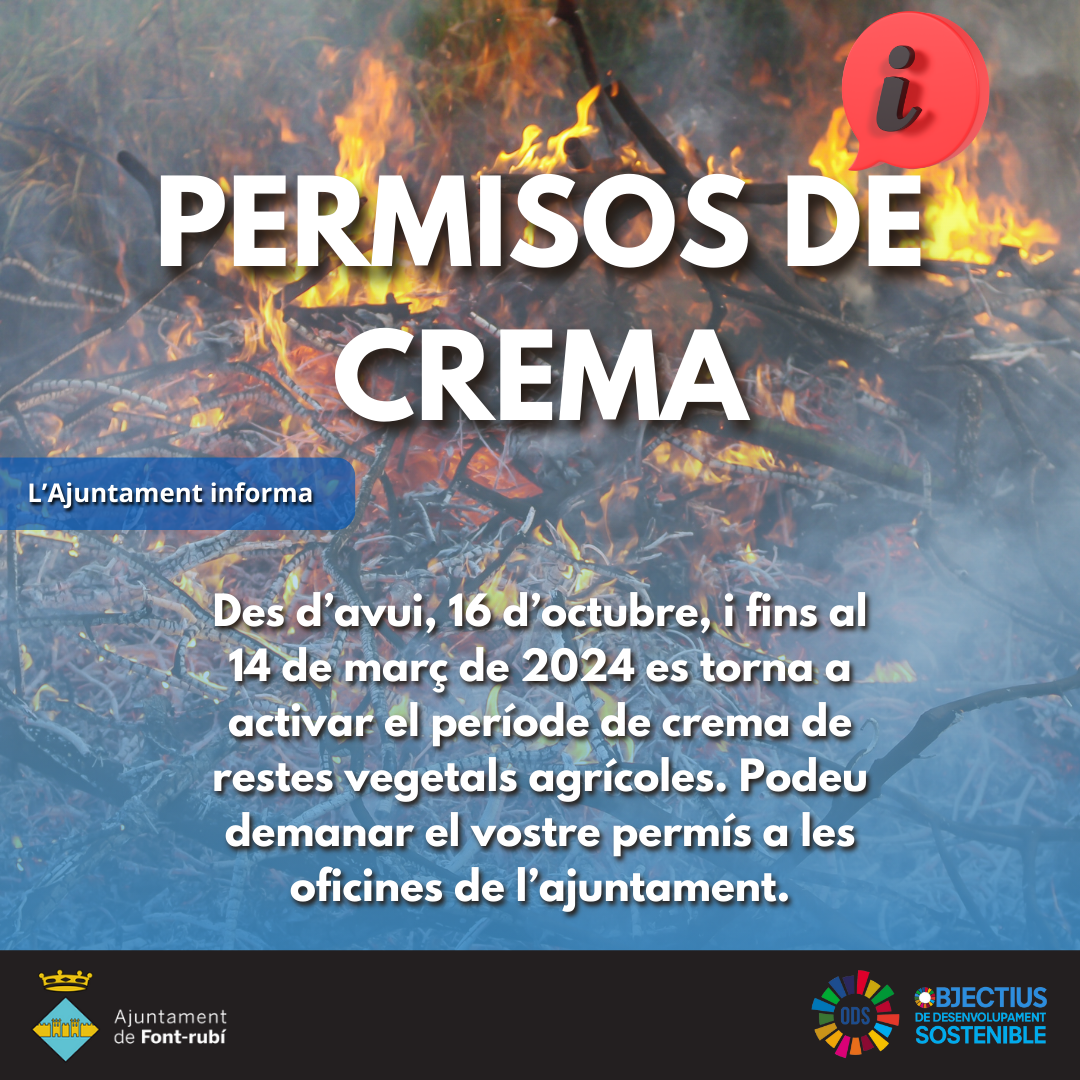 Ajuntament de Font-rubí/Permisos de crema de restes vegetals agrícoles